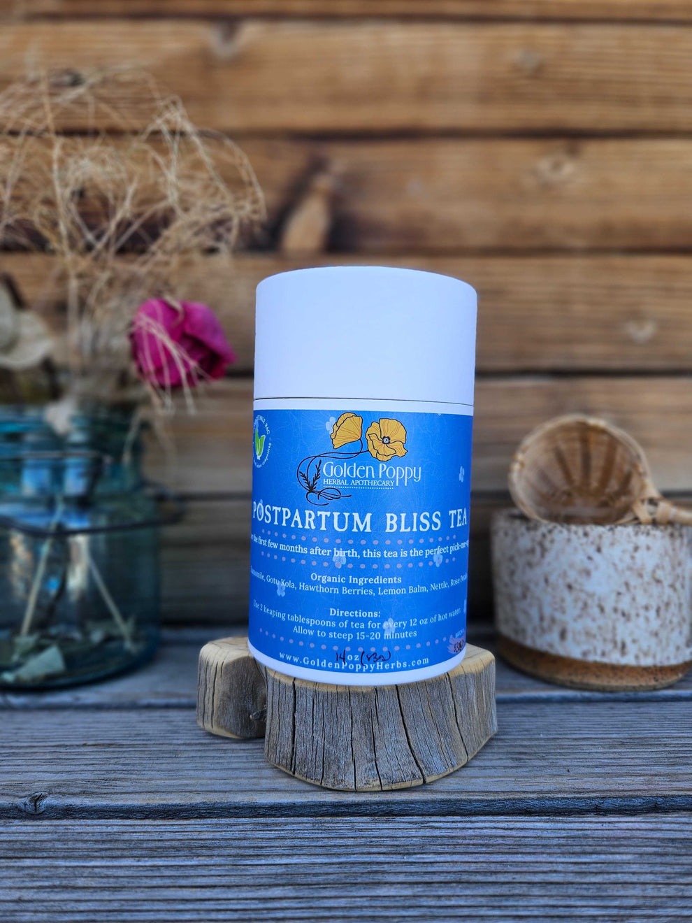 Postpartum Bliss Tea, 14 oz Tube (103g) – Golden Poppy Herbal Apothecary